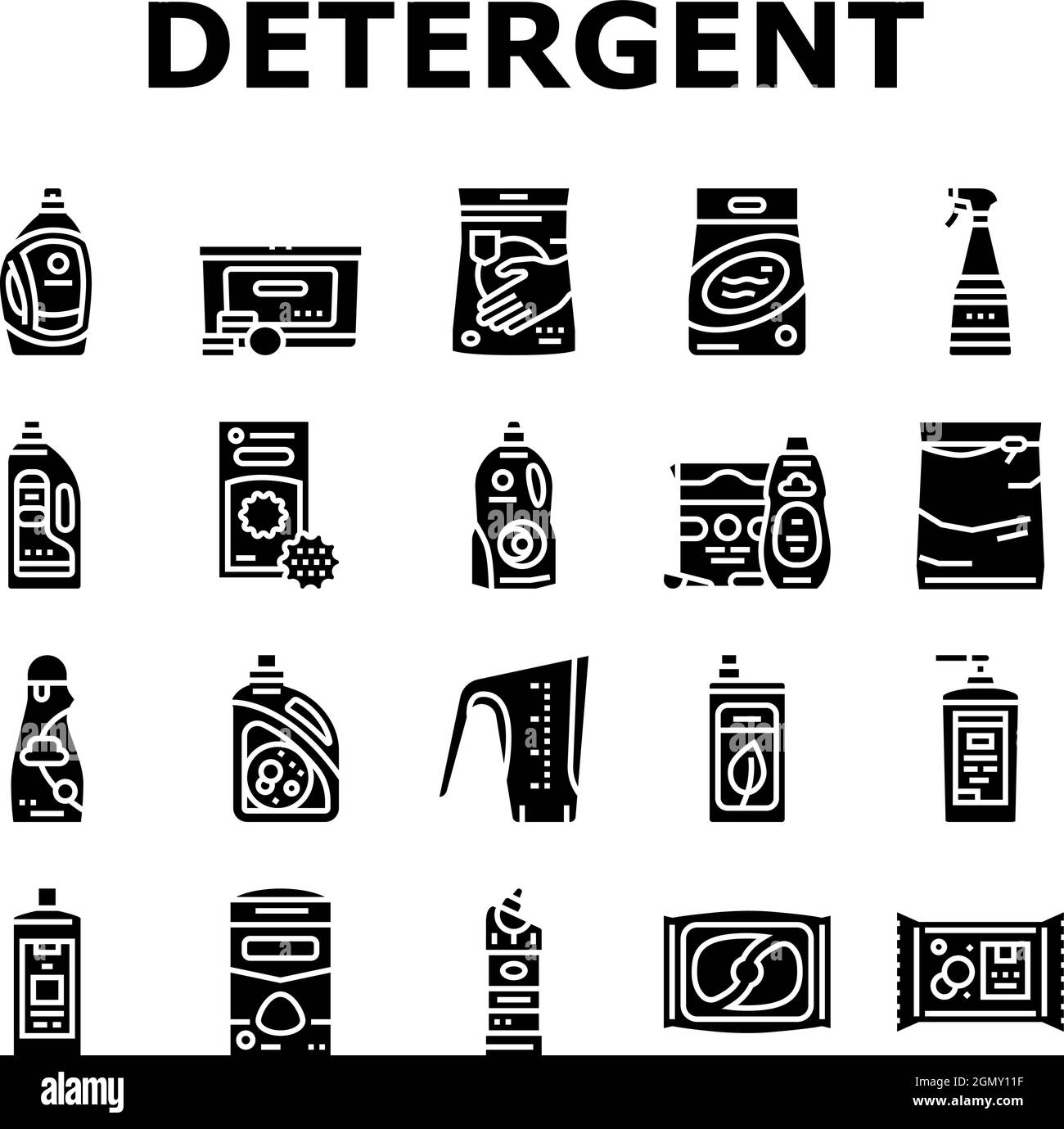 Detergent Organic Laundry Soap Icons Set Vector Stock Vector Image ...