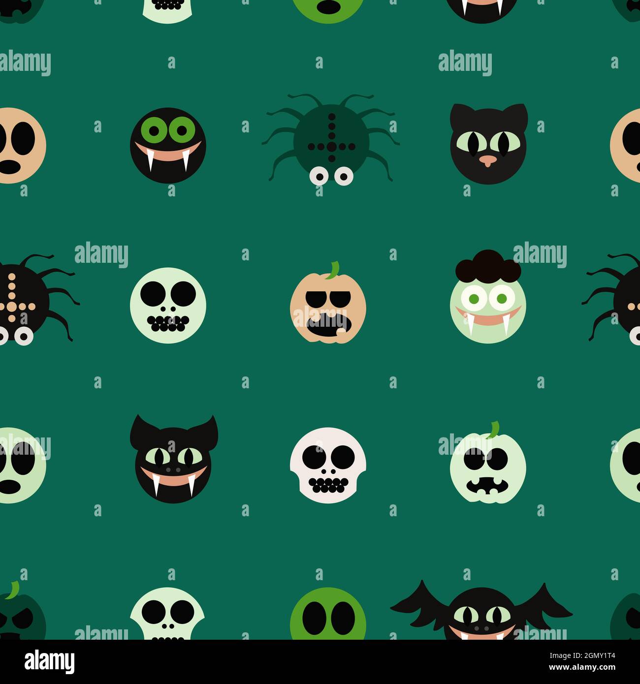 Halloween monsters on a green background - vector background Stock ...