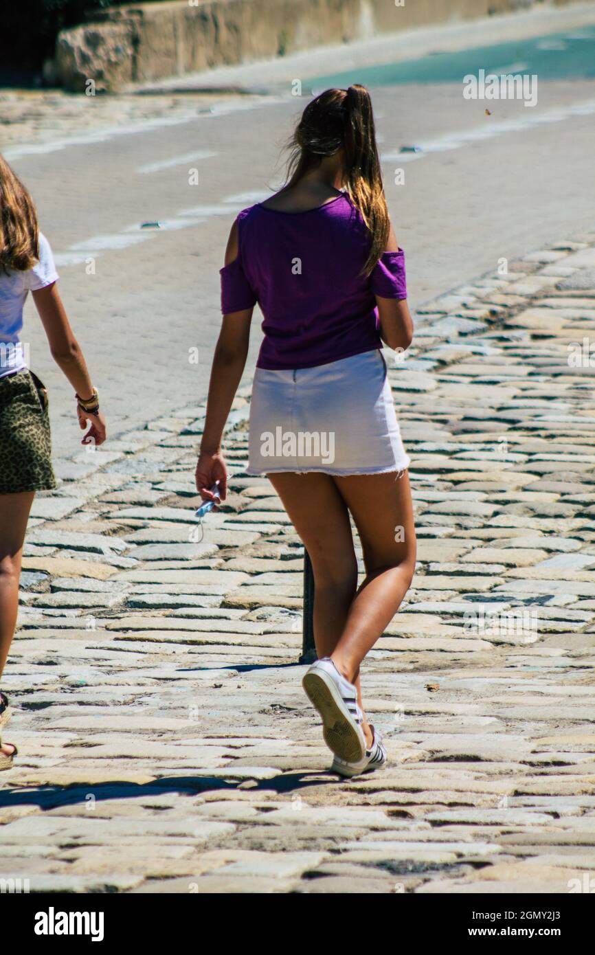 Seville Spain September 18, 2021 Pedestrians walking in the street ...