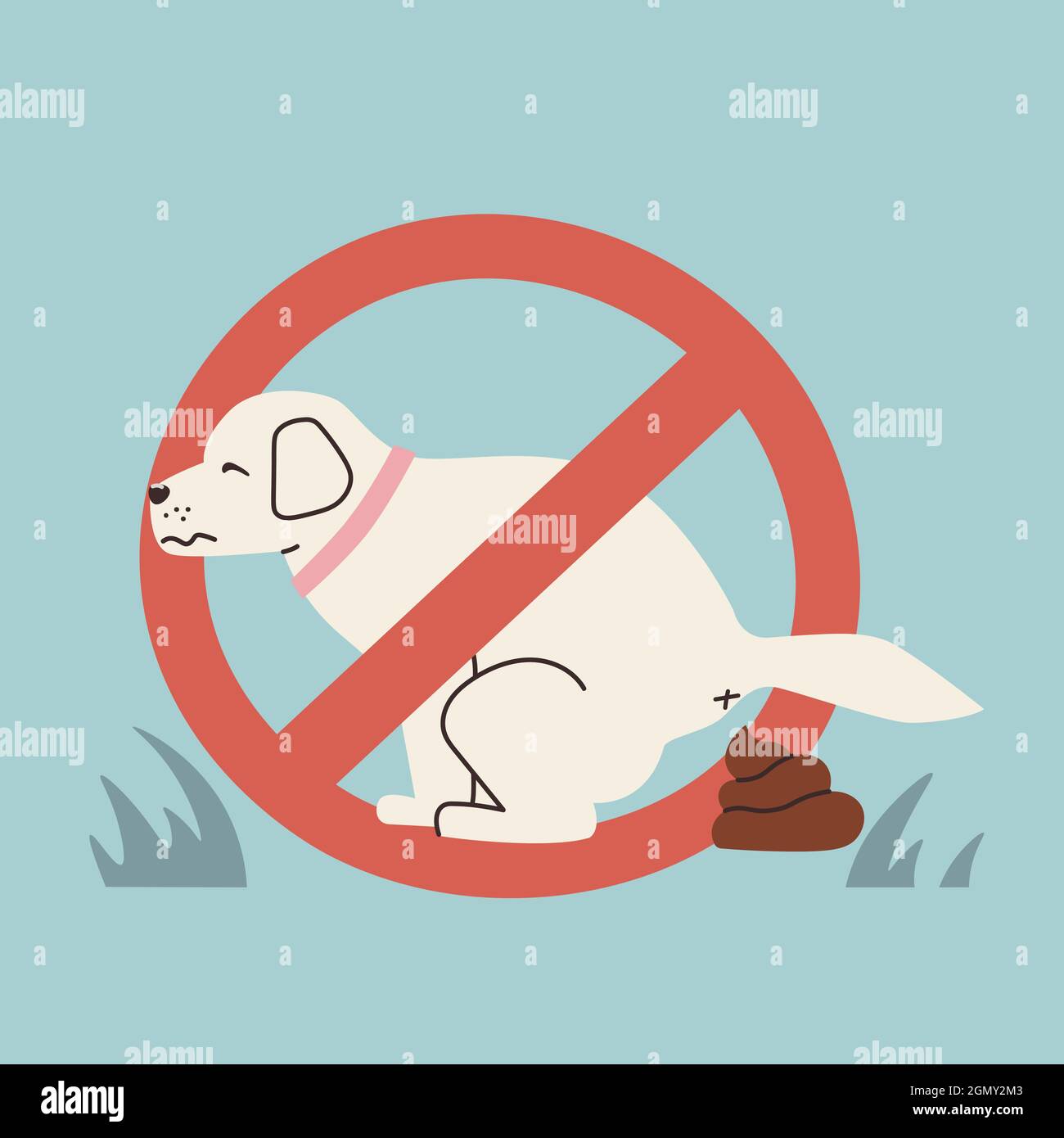 The dog pooping at the prohibitory signal. Dog walking prohibition icon ...