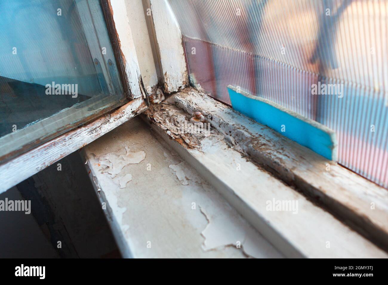 Window with Rotten Wooden Frame . The window that needs to be repaired ...