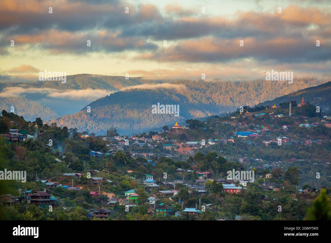 Sunrise over Mindat Stock Photo - Alamy