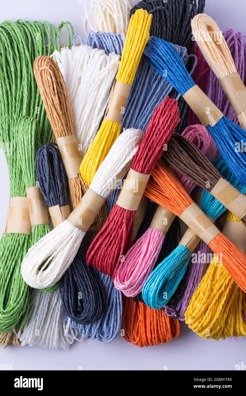paper yarn strings, colorful weaving, knitting and craft materials ...