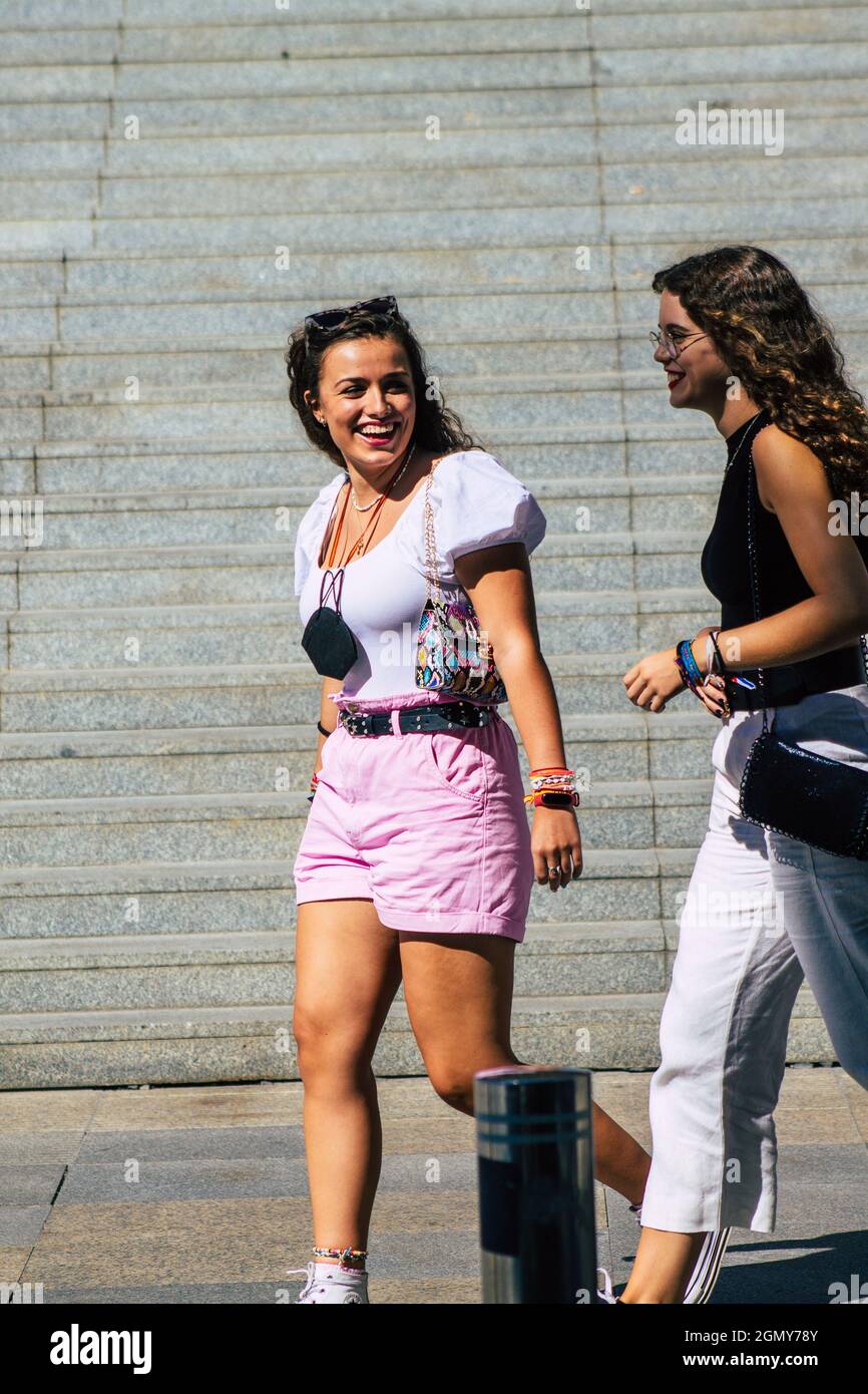 Seville Spain September 18, 2021 Pedestrians walking in the street ...