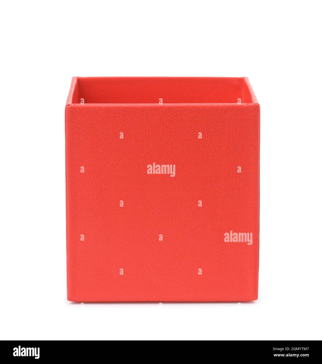 Front view of red open gift box isolated on white Stock Photo - Alamy