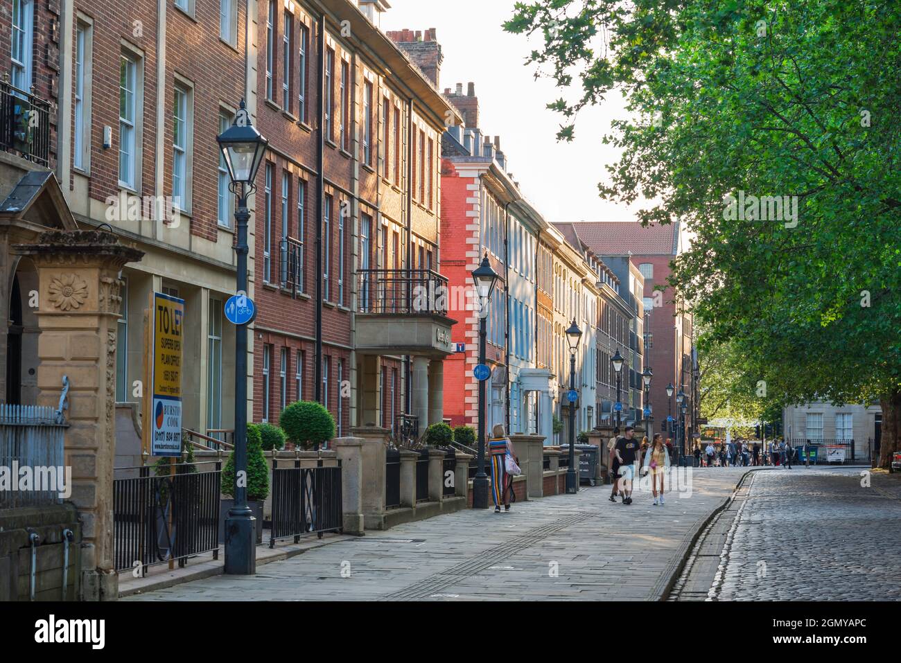 Queen Square Bristol, view in summer of elegant Regency terraced ...