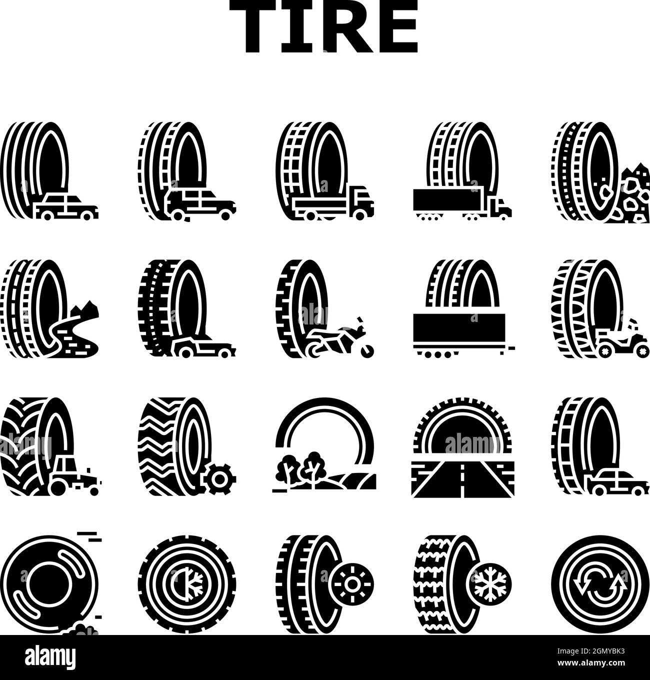 Used Tire Sale Shop Business Icons Set Vector Stock Vector Image & Art ...