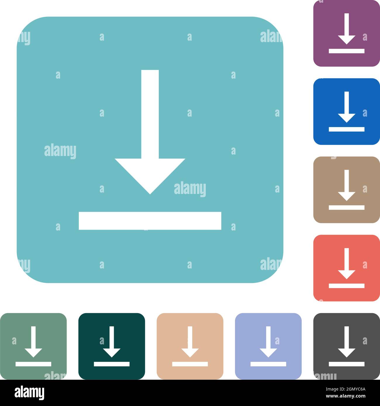 Vertical align bottom white flat icons on color rounded square backgrounds Stock Vector Image ...