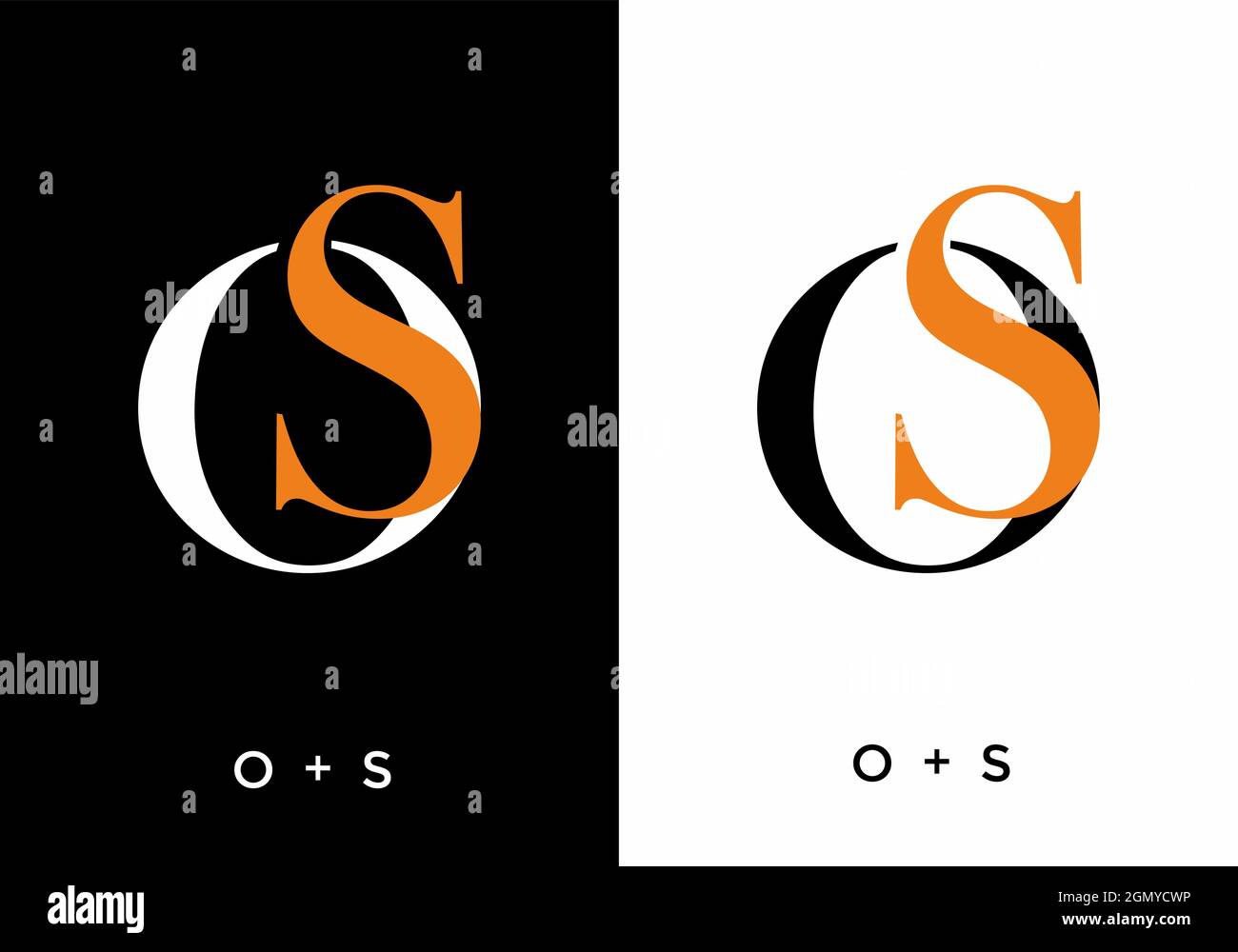 Orange and black color of OS initial letter design Stock Vector Image ...