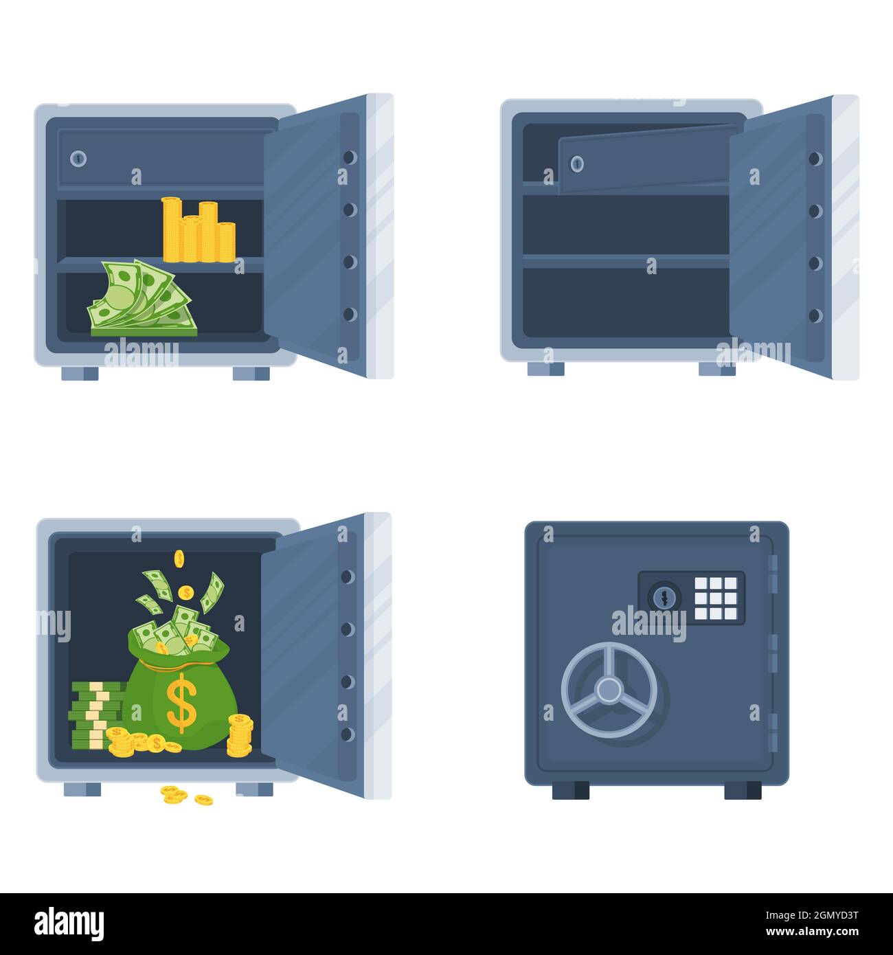 Set of bank safes. Closed metal deposit safe and empty safe Stock ...