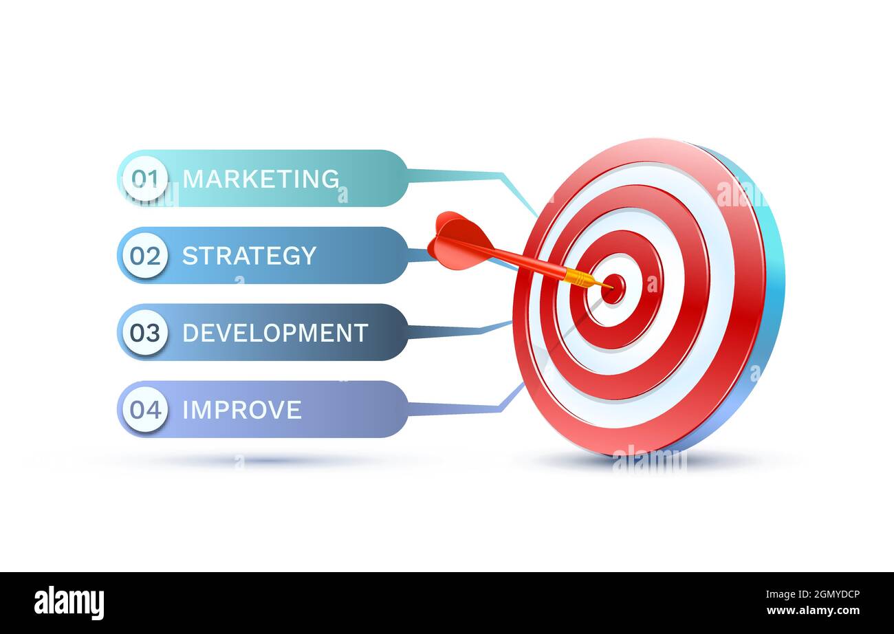 Target finance landing page, banner business 3d icon. Vector ...