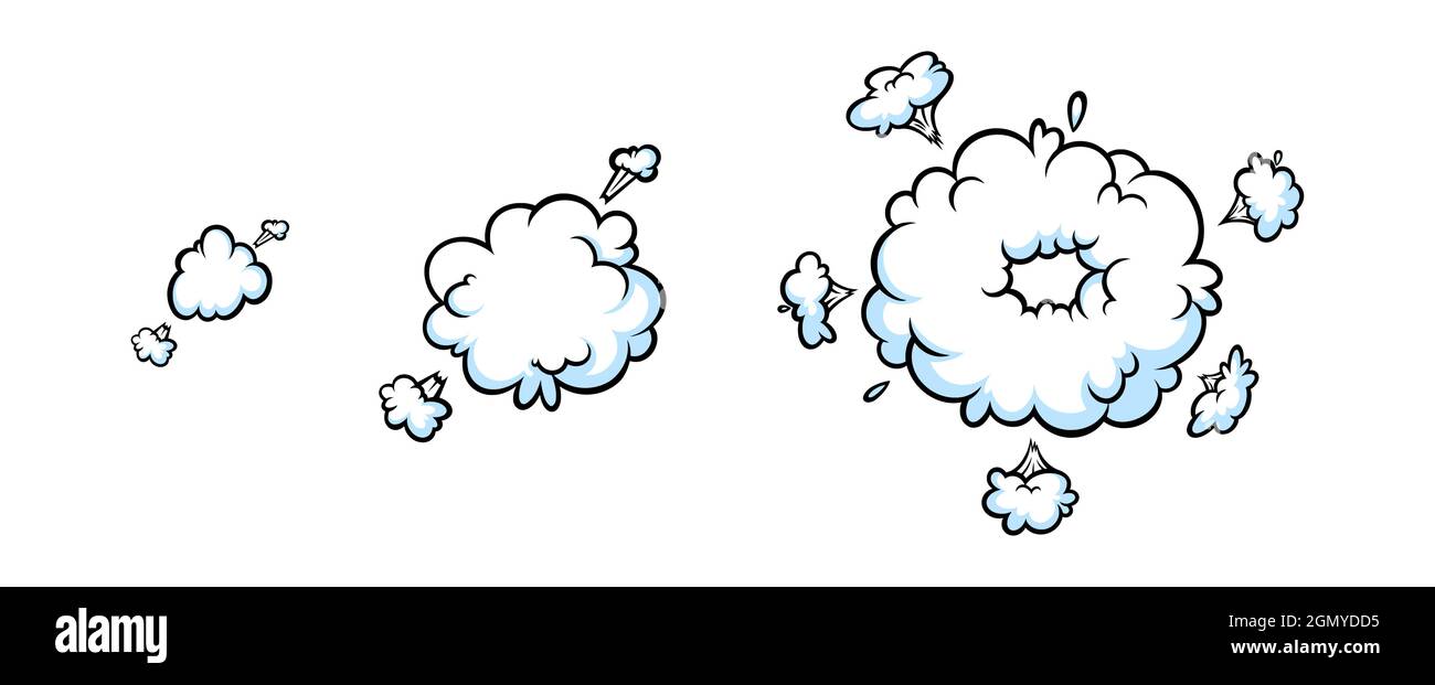 Comic boom smoke effect. Puff and burst clouds for surprising and ...