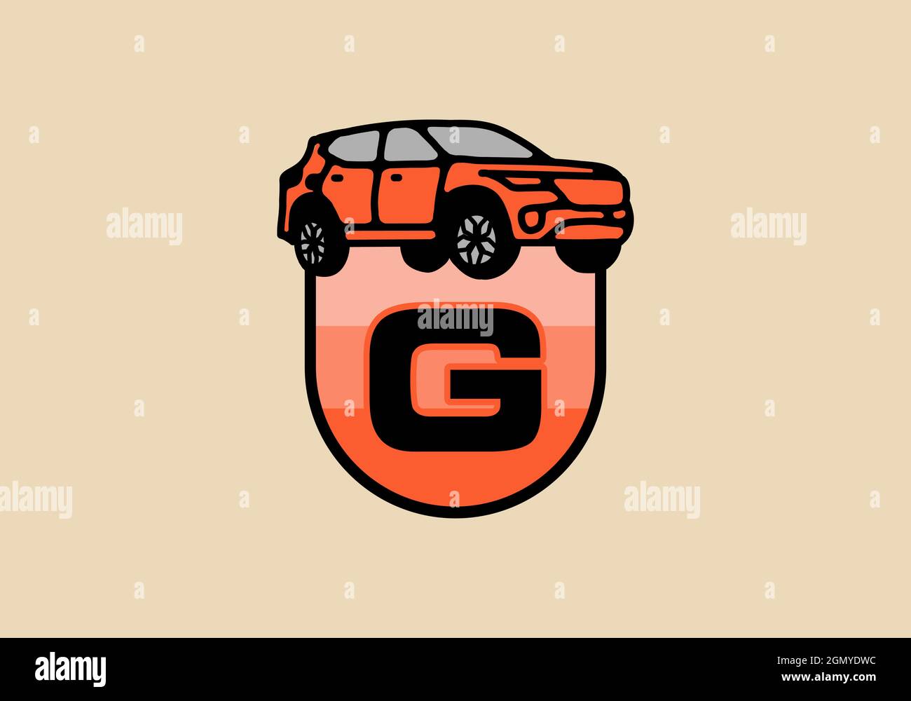 Line art illustration of car with G initial letter design Stock Vector ...