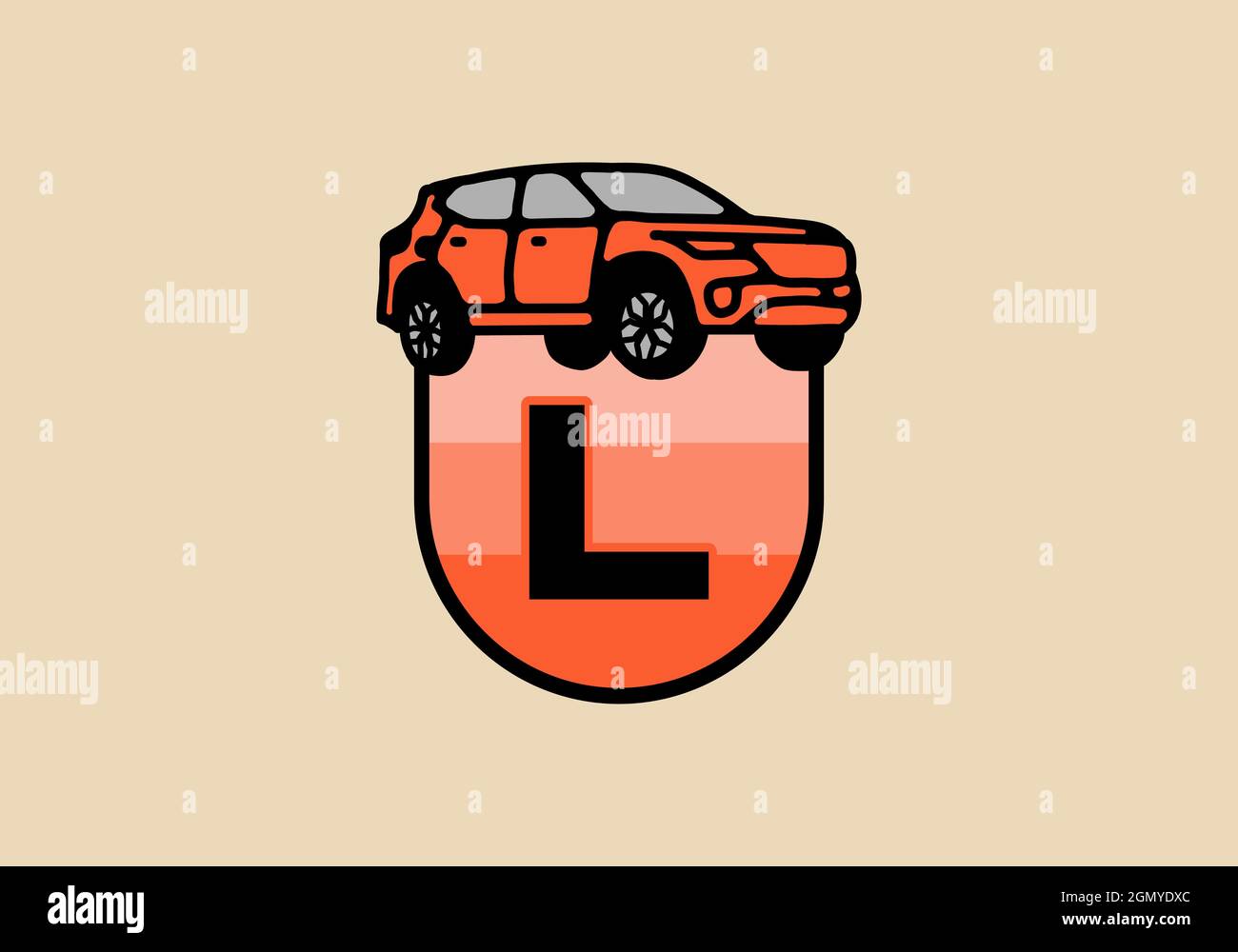 Line art illustration of car with L initial letter design Stock Vector ...