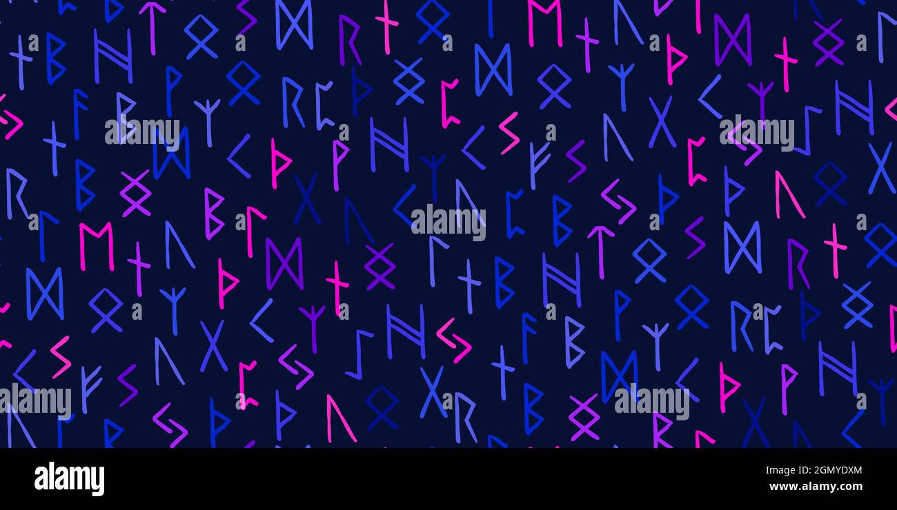 Runes seamless ethnic pattern. Runic alphabet, Futhark. Ancient norse ...