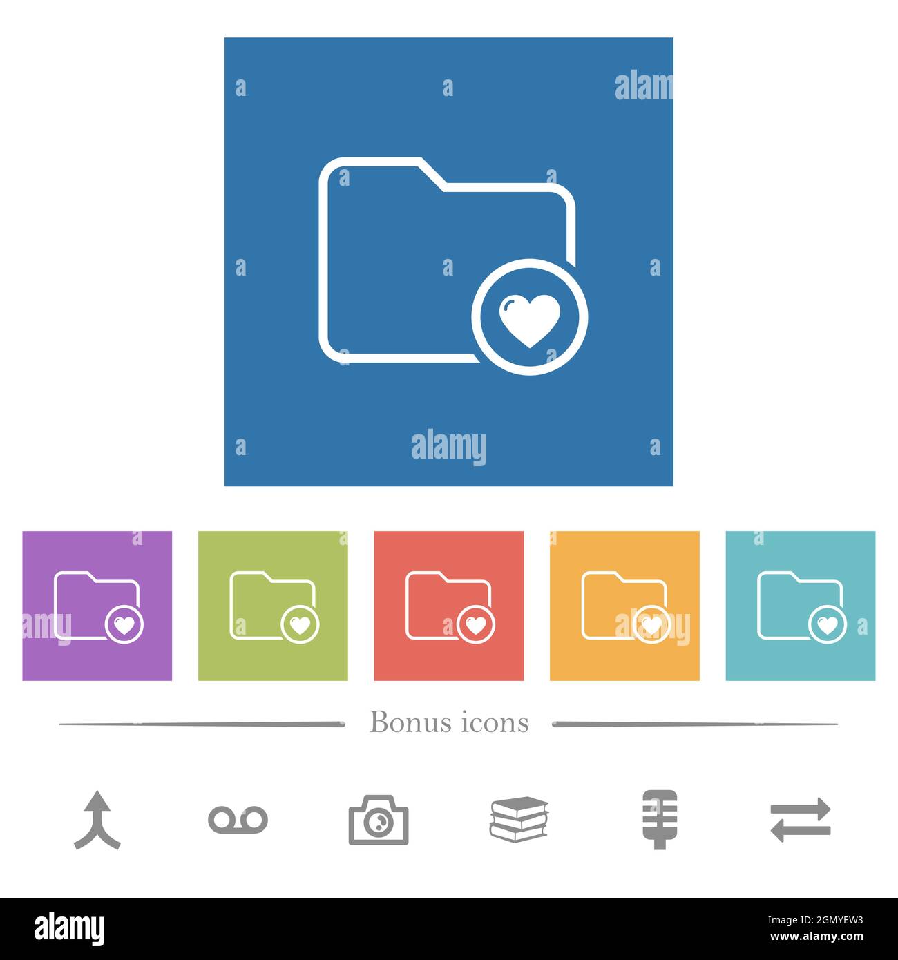 Favorite directory outline flat white icons in square backgrounds. 6 ...