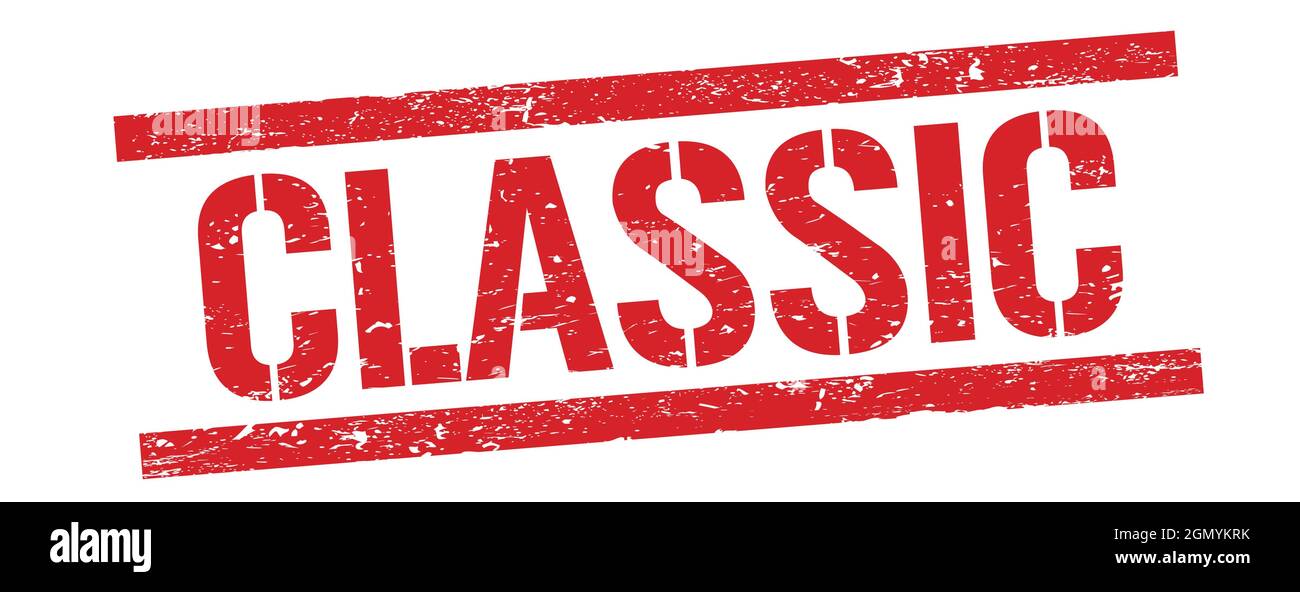 CLASSIC text on red grungy rectangle stamp sign Stock Photo - Alamy