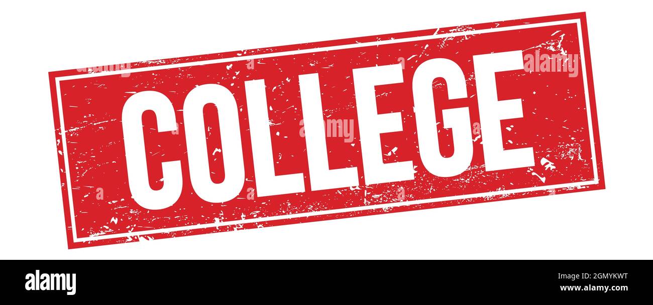 COLLEGE text on red grungy rectangle stamp sign Stock Photo - Alamy