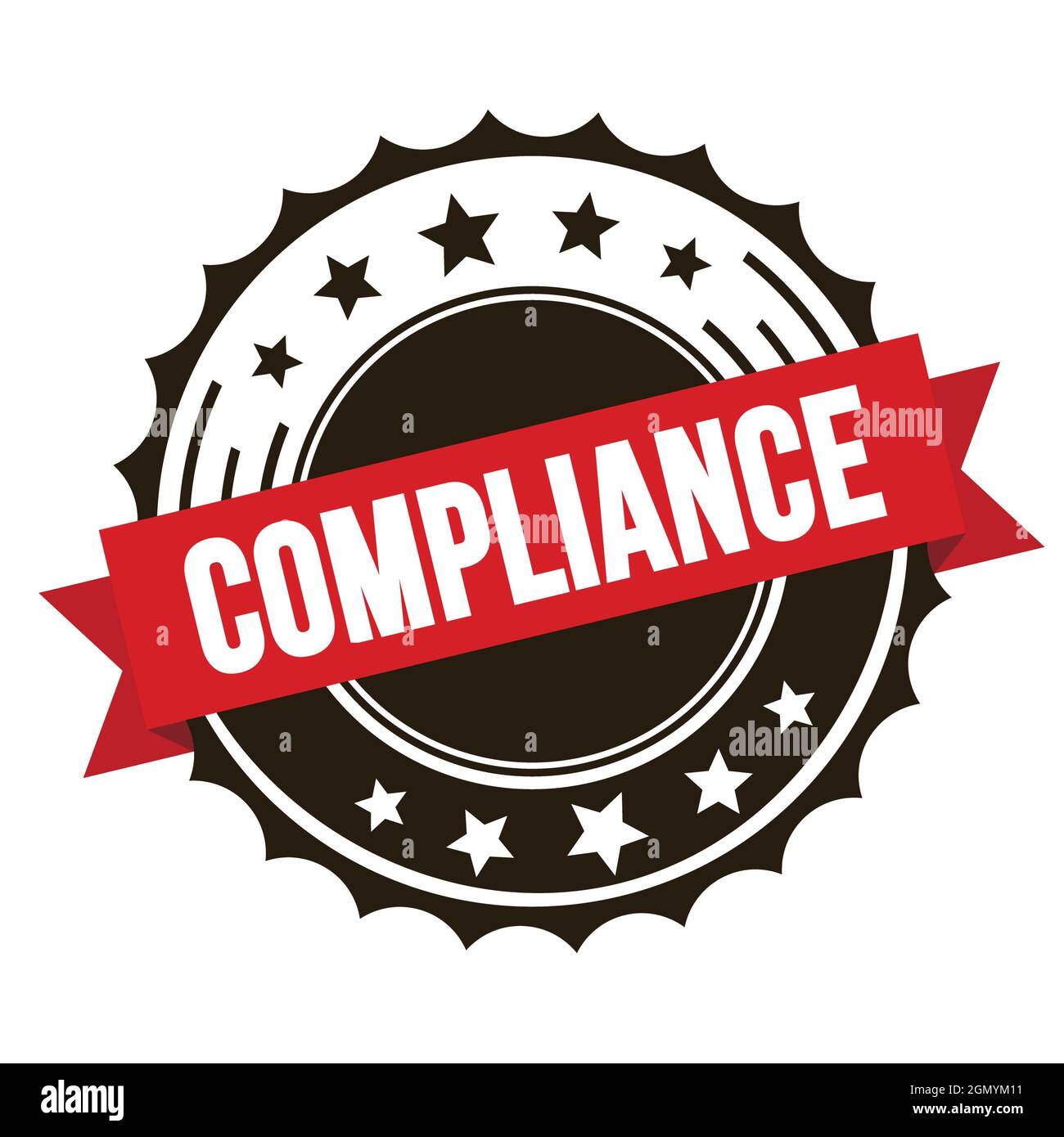 COMPLIANCE text on red brown ribbon badge stamp Stock Photo - Alamy