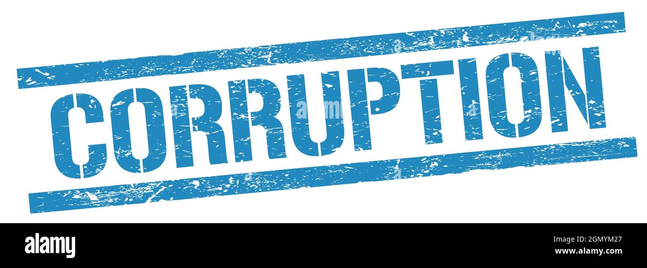 CORRUPTION text on blue grungy rectangle stamp sign Stock Photo - Alamy