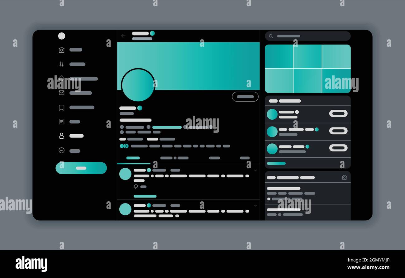 Design concept for website layout and user interface development. Mock up social network page ...