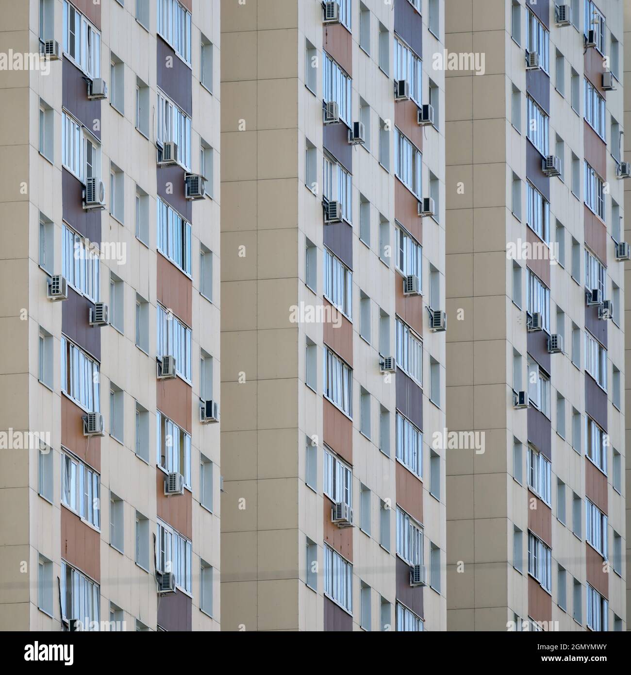 Windows on the facades of high-rise apartment buildings, close-up Stock ...