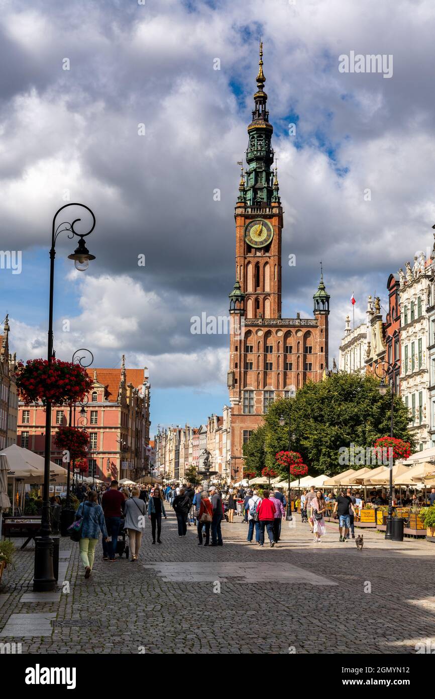 Danzig, Poland - 2 September, 2021: view of the Long Market and the ...