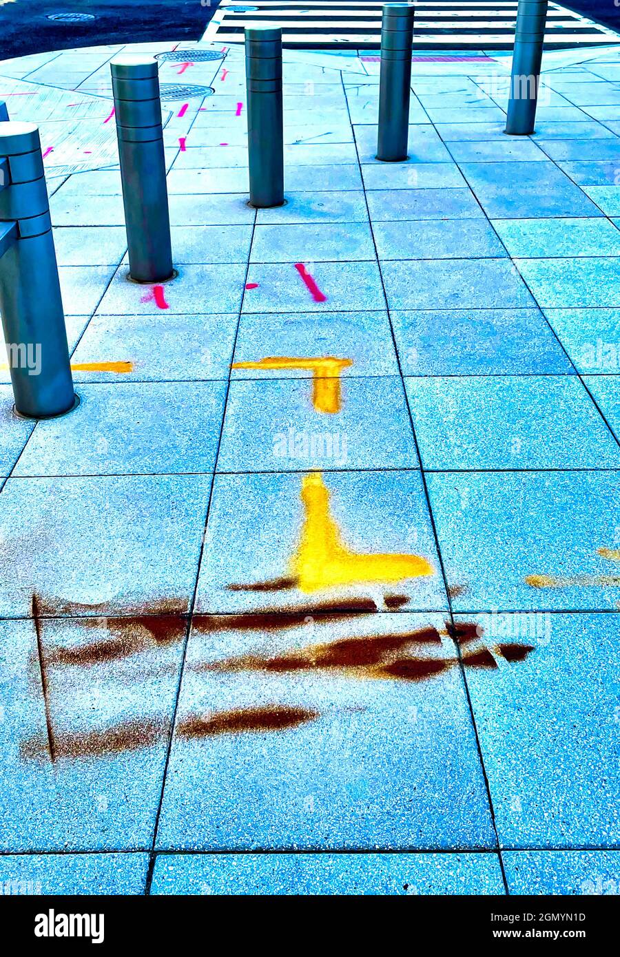 Construction markings on a street in Washington D.C Stock Photo - Alamy
