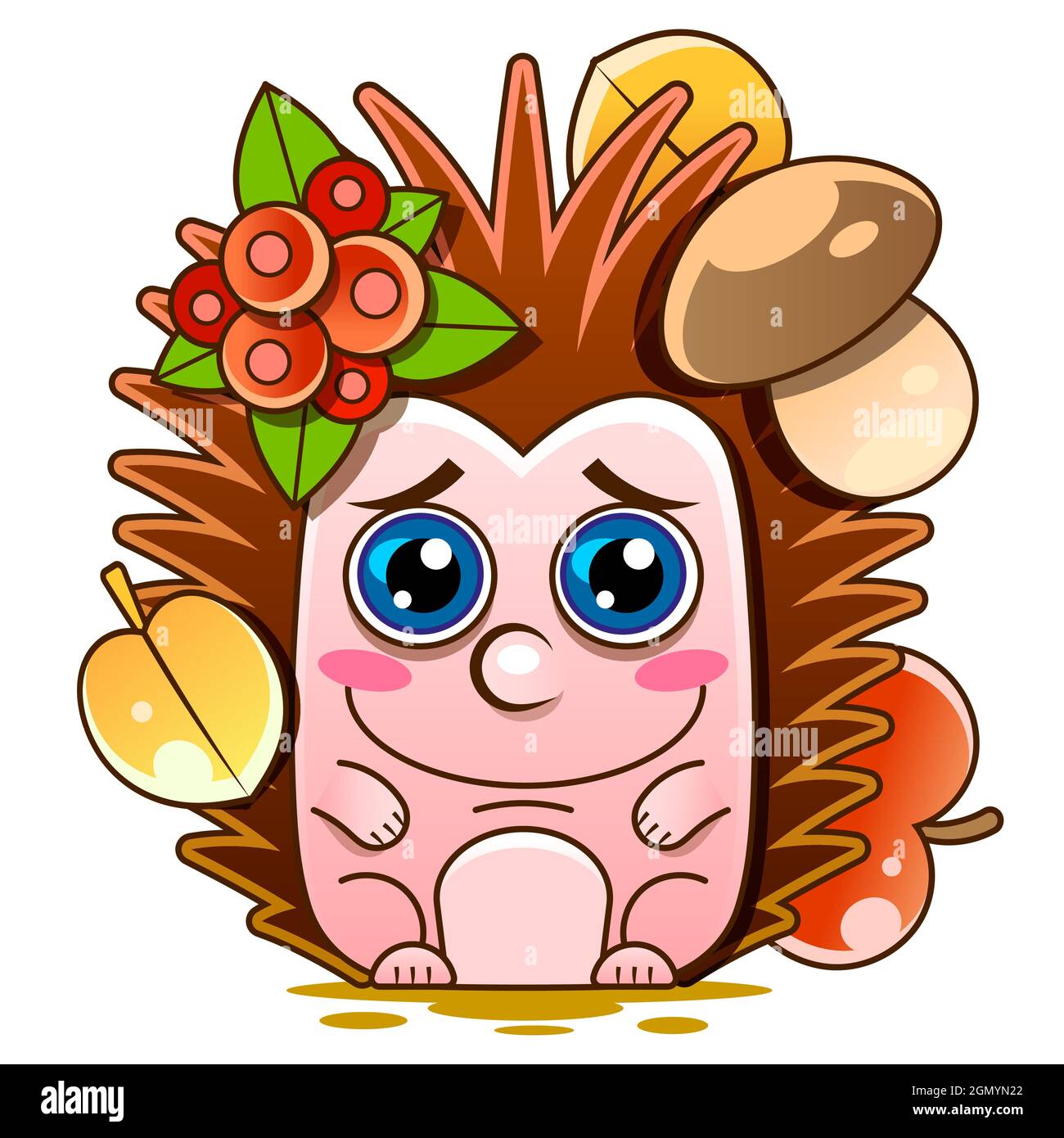 Vector illustration of smiling hedgehog. Isolated on white. Cute ...