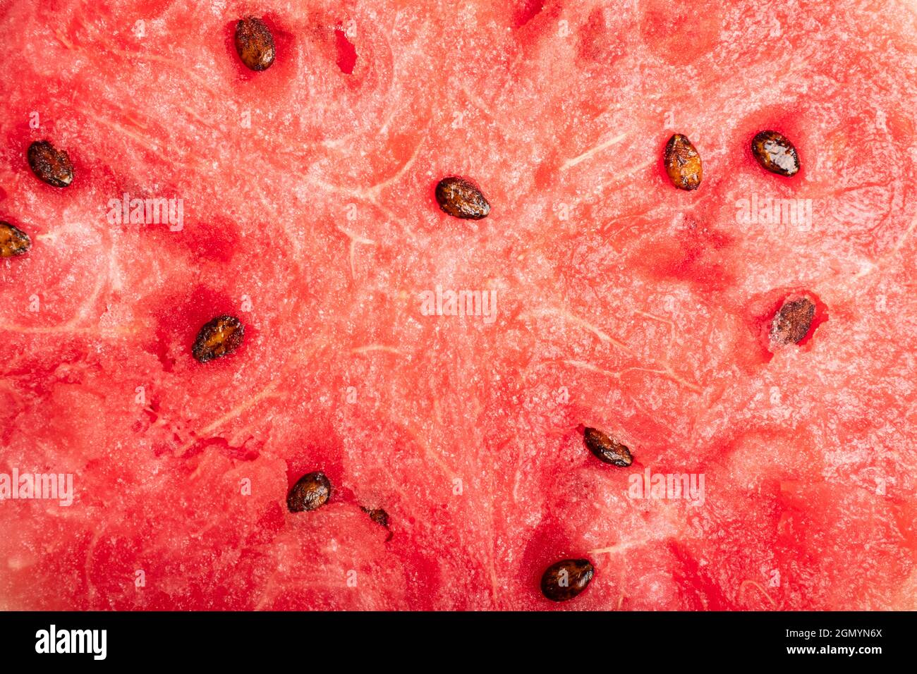 seasonal berry cut watermelon close-up, red sweet watermelon pulp Stock ...