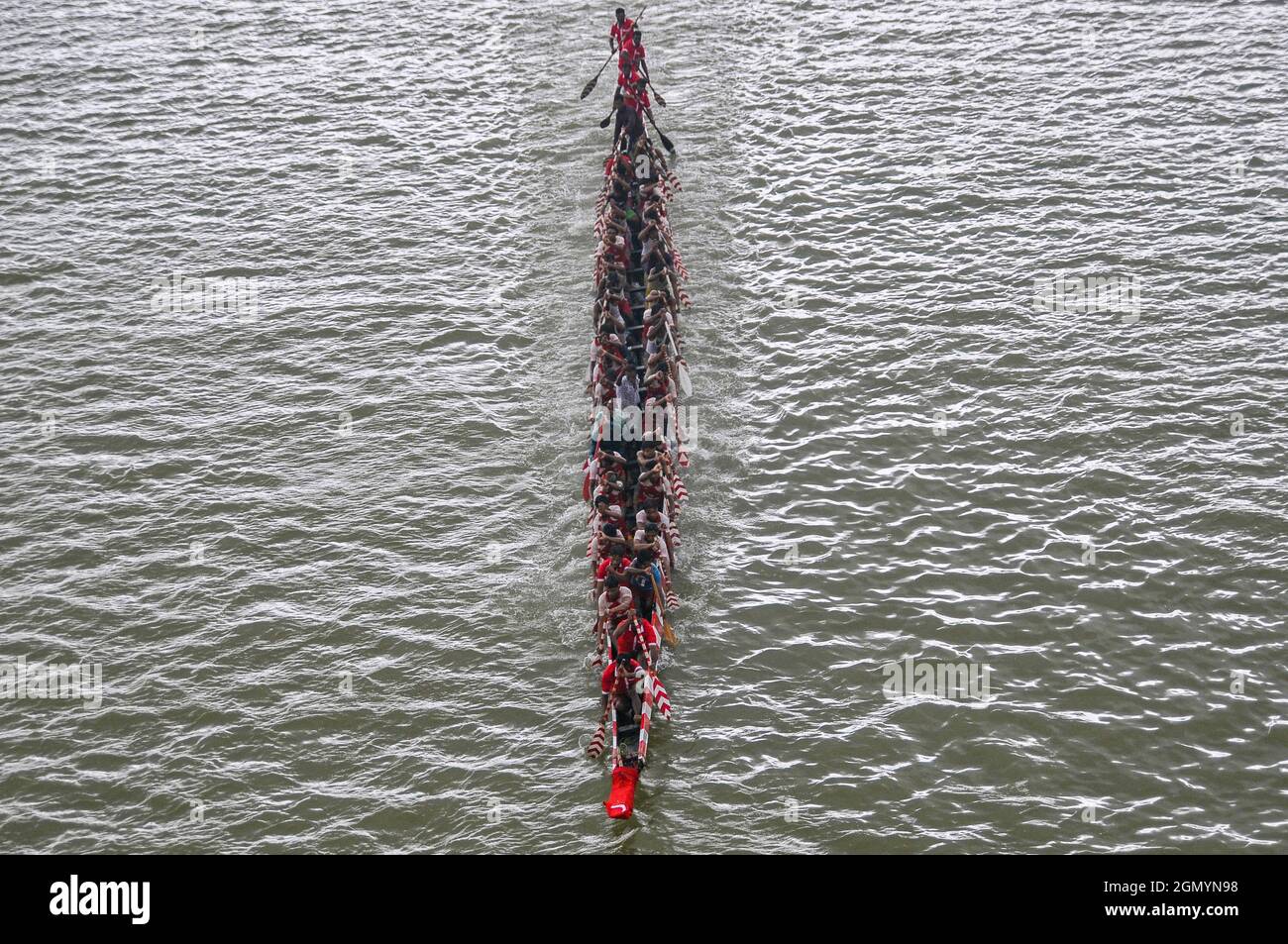 The traditional Bangladeshi Boat race contest on the Chenger Khal river ...