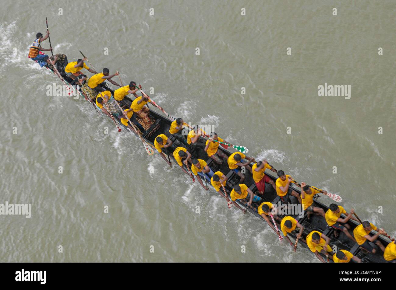 The traditional Bangladeshi Boat race contest on the Chenger Khal river ...