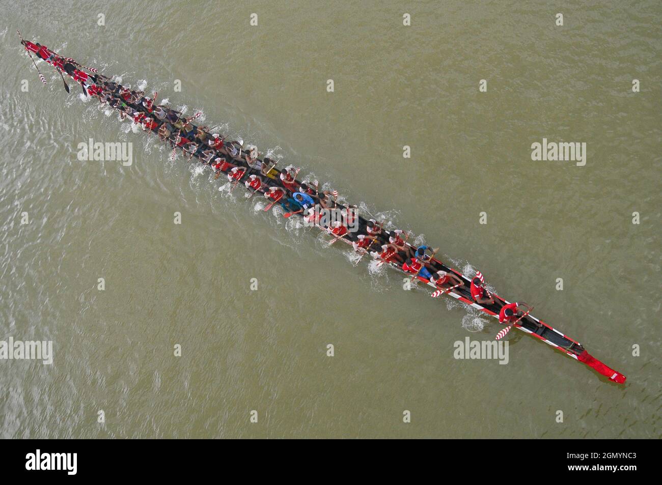 The traditional Bangladeshi Boat race contest on the Chenger Khal river ...