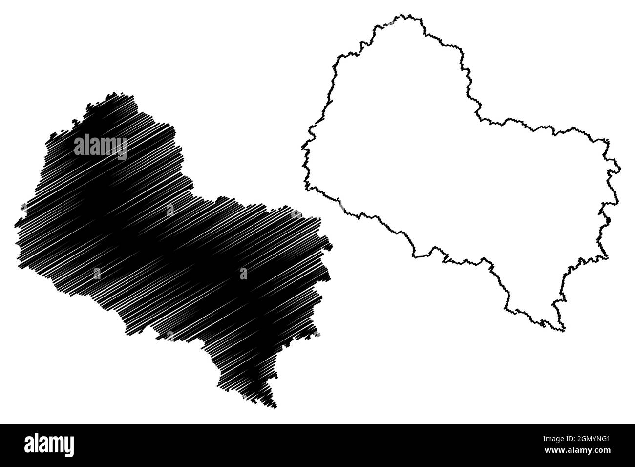 Budaun district (Uttar Pradesh State, Republic of India) map vector ...
