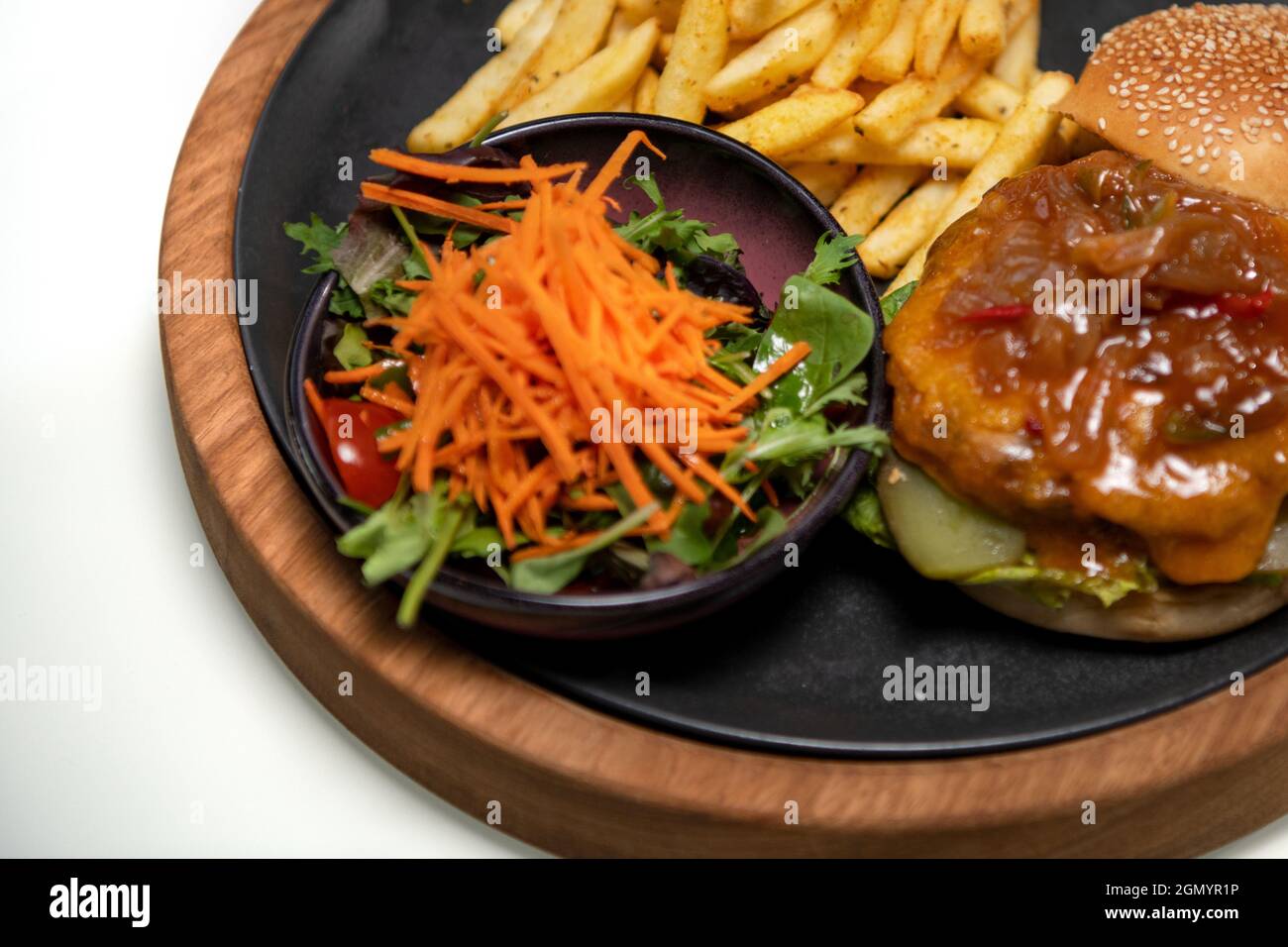 Craft beef burger and French fries Stock Photo - Alamy