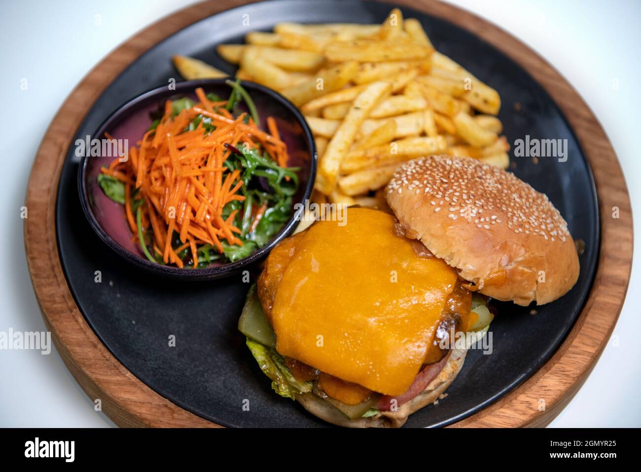 Craft beef burger and French fries Stock Photo - Alamy