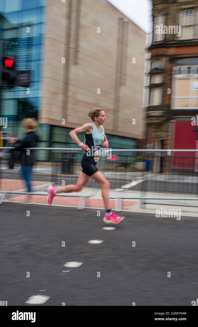 Elite runners running in the 2021 Great North Run, GNR40 around ...