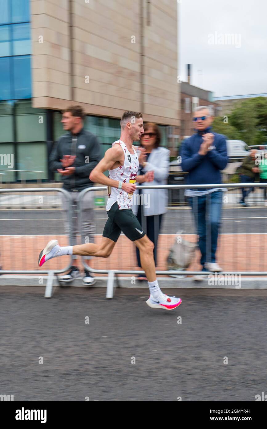 Elite runner Marc Scott running in the 2021 Great North Run, GNR40 ...