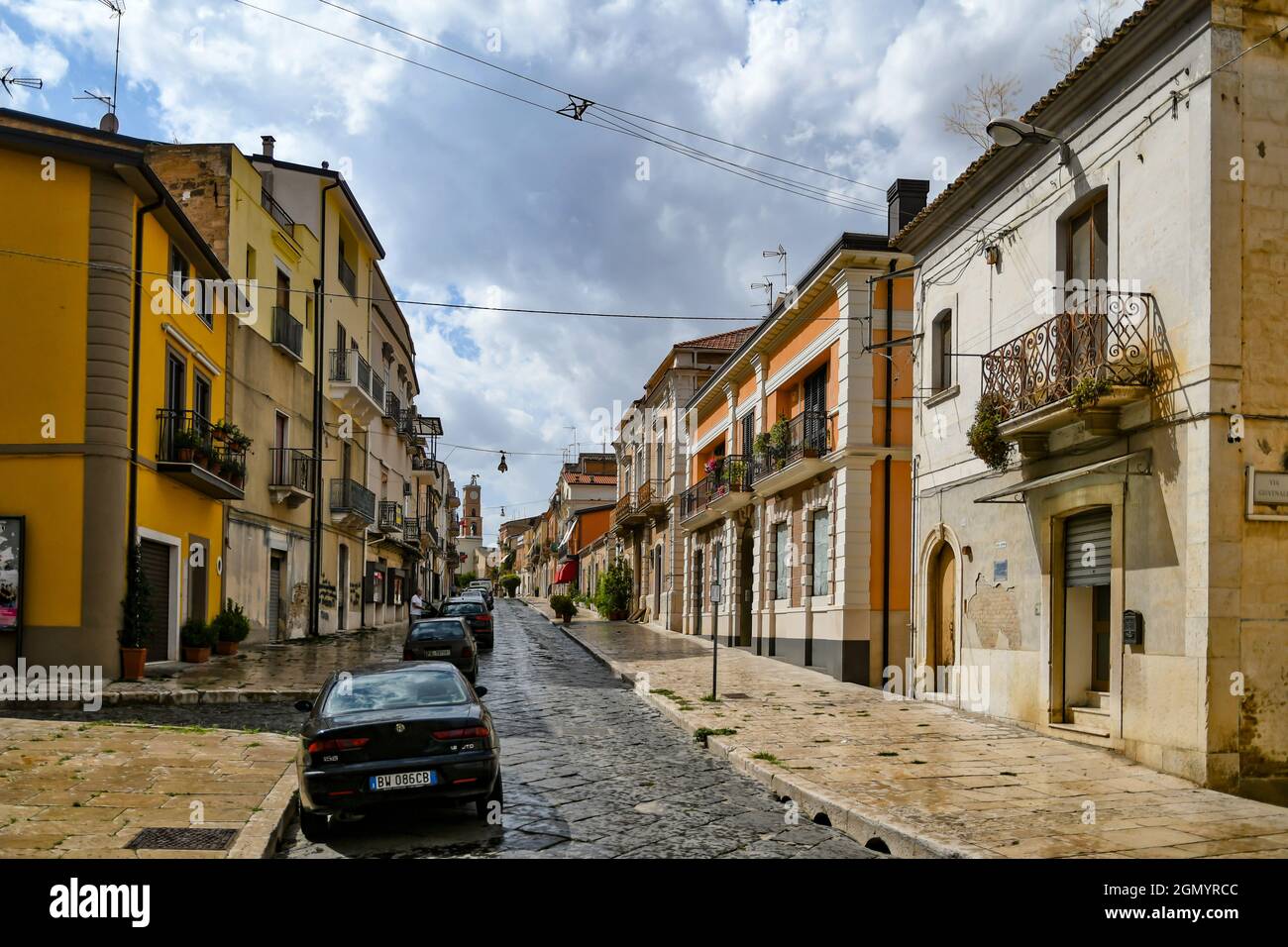 A narrow street in Lavello, an old town in Basilicata region, Italy ...