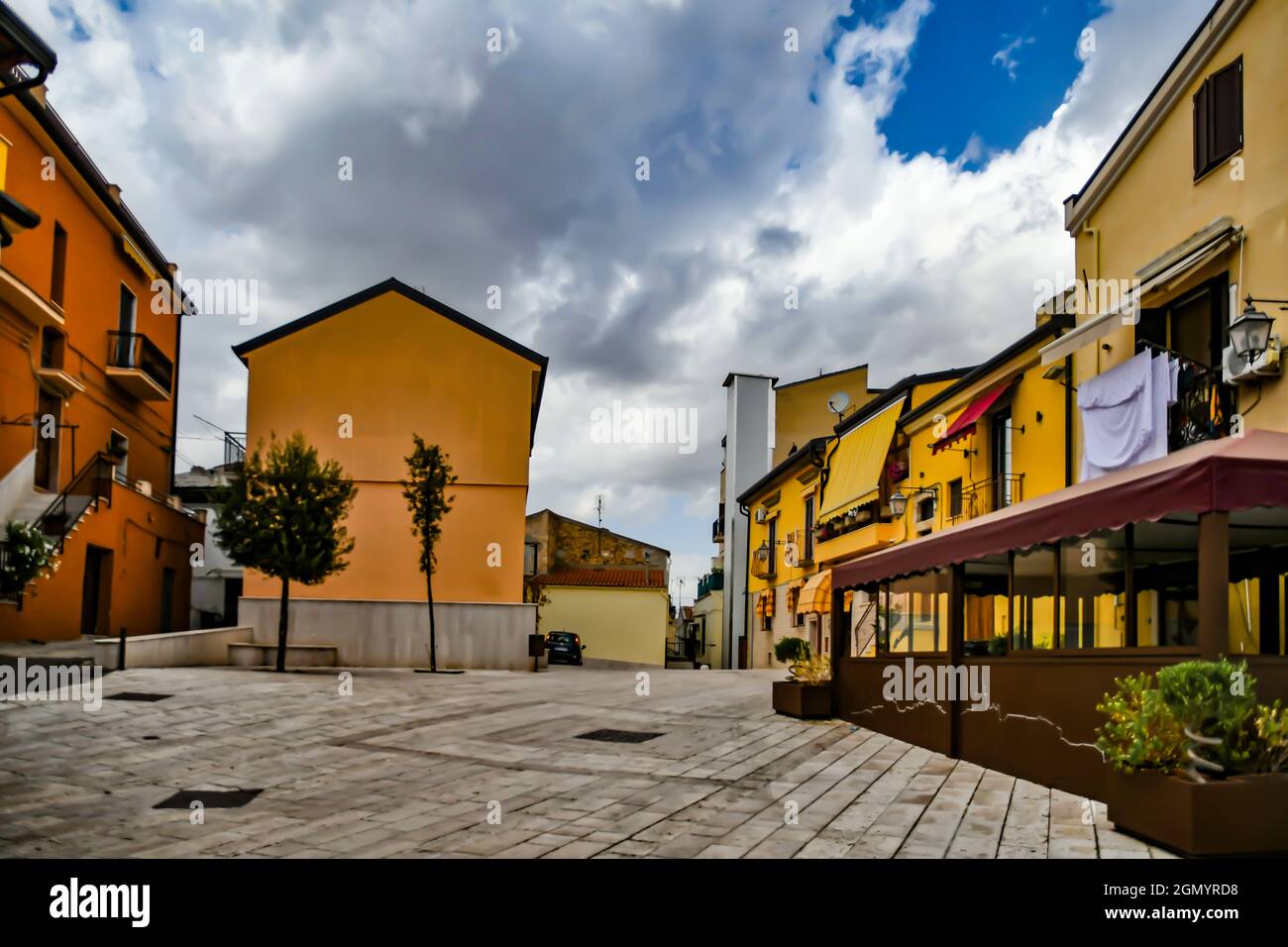 A narrow street in Lavello, an old town in Basilicata region, Italy ...