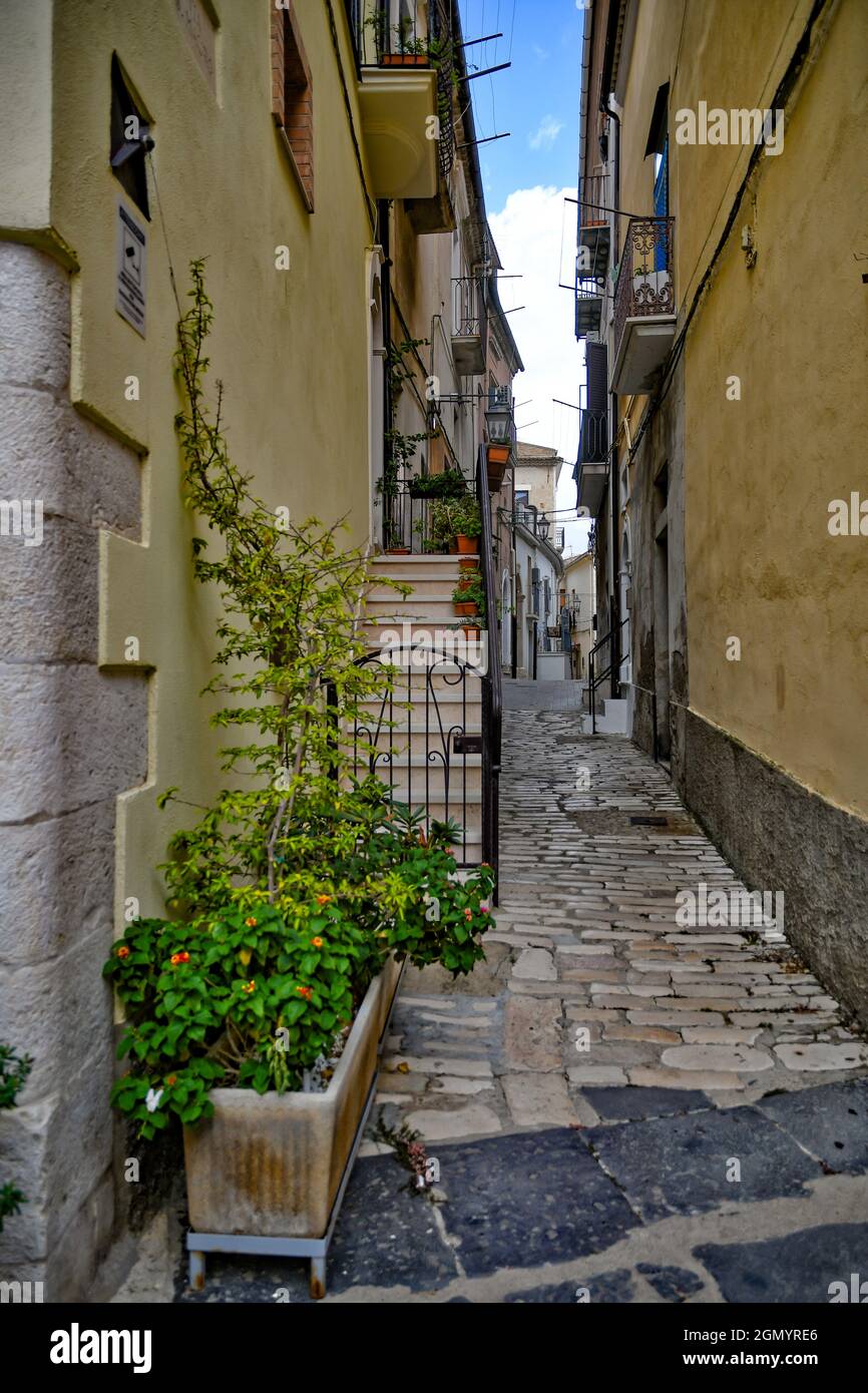A narrow street in Lavello, an old town in Basilicata region, Italy ...