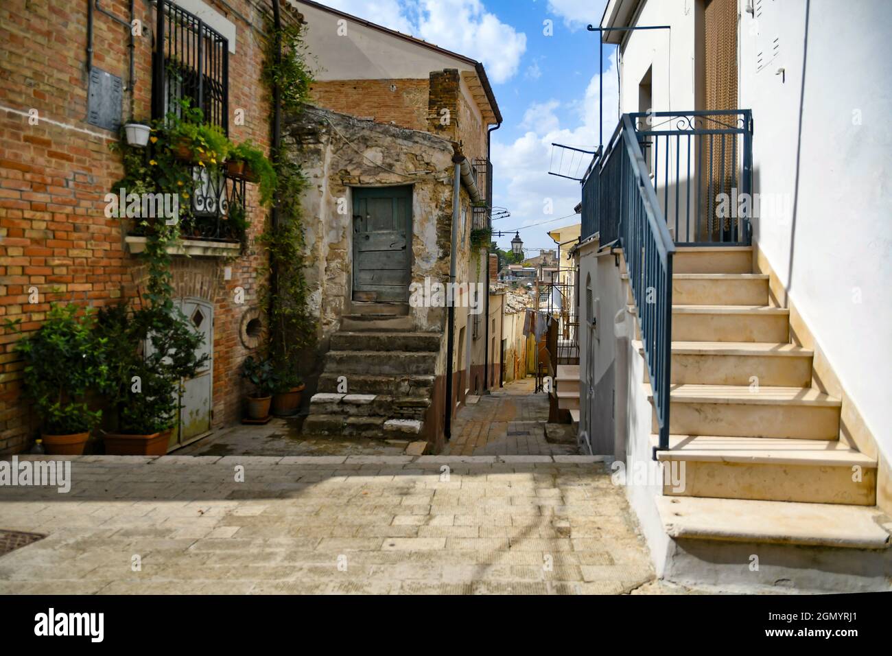 A narrow street in Lavello, an old town in Basilicata region, Italy ...