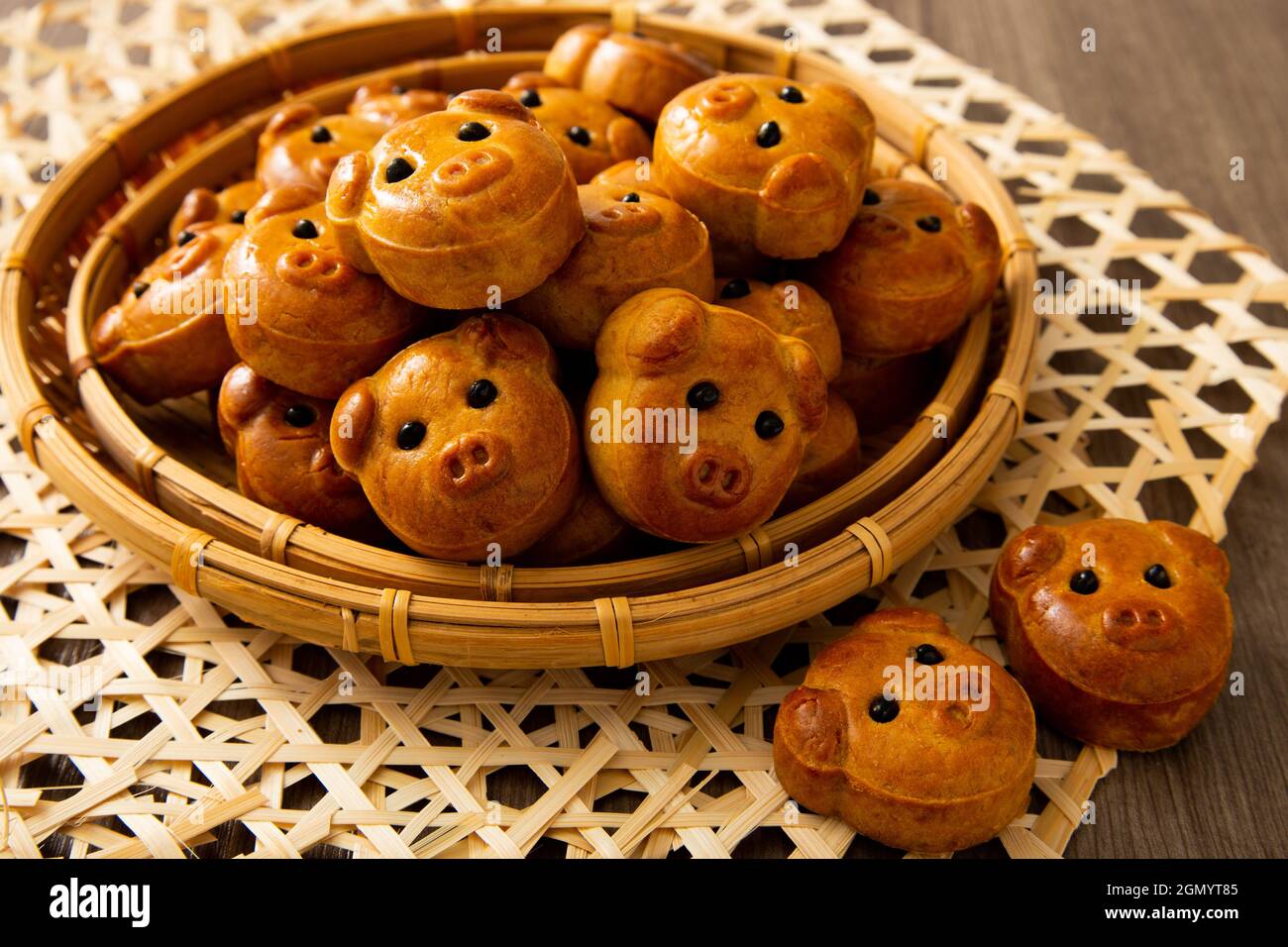 chinese mooncake biscuit with piggy face. Mid-Autumn Festival Stock ...