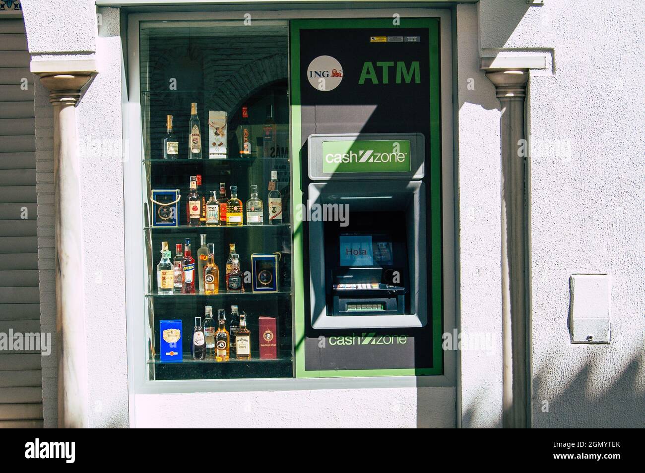 Seville Spain September 18, 2021 ATM located in the streets of Seville ...