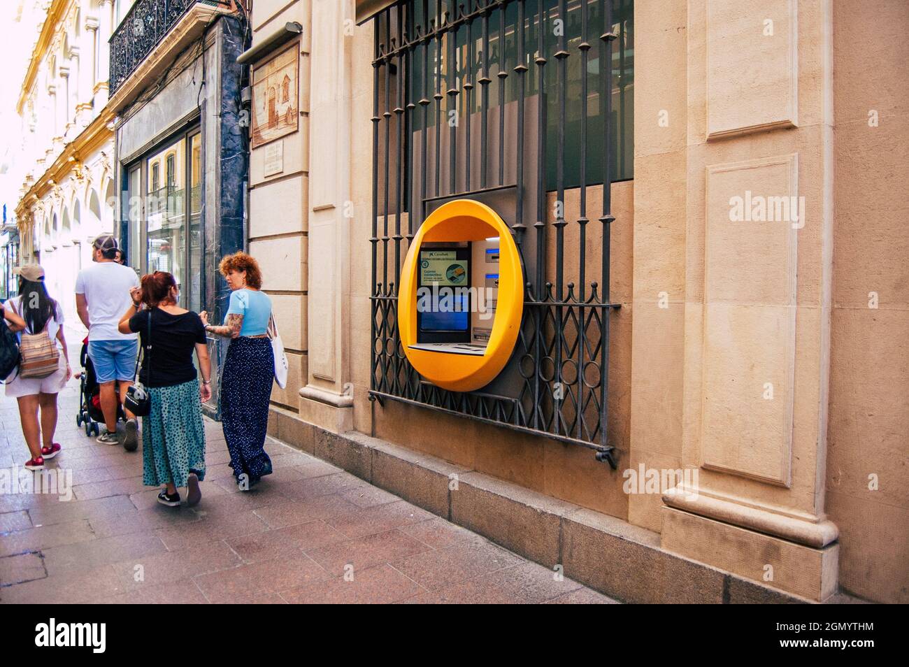 Seville Spain September 18, 2021 ATM located in the streets of Seville ...