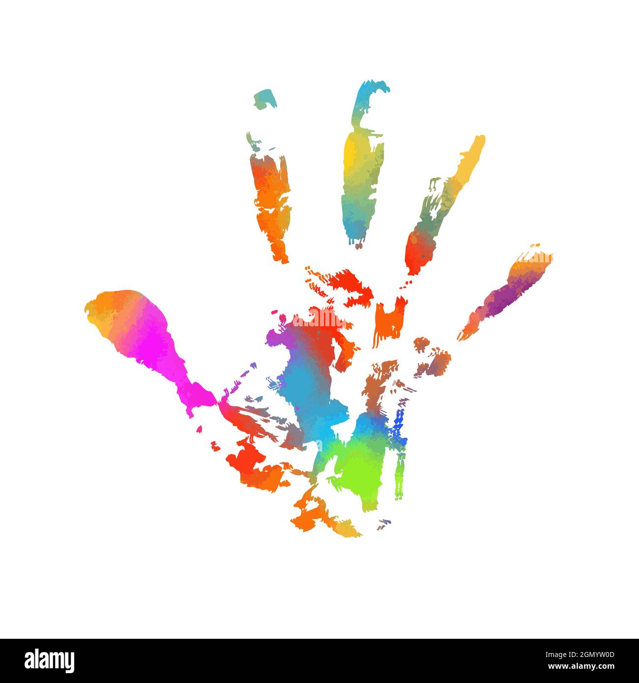 Multi-colored handprint. Rainbow hand. Vector illustration Stock Vector ...