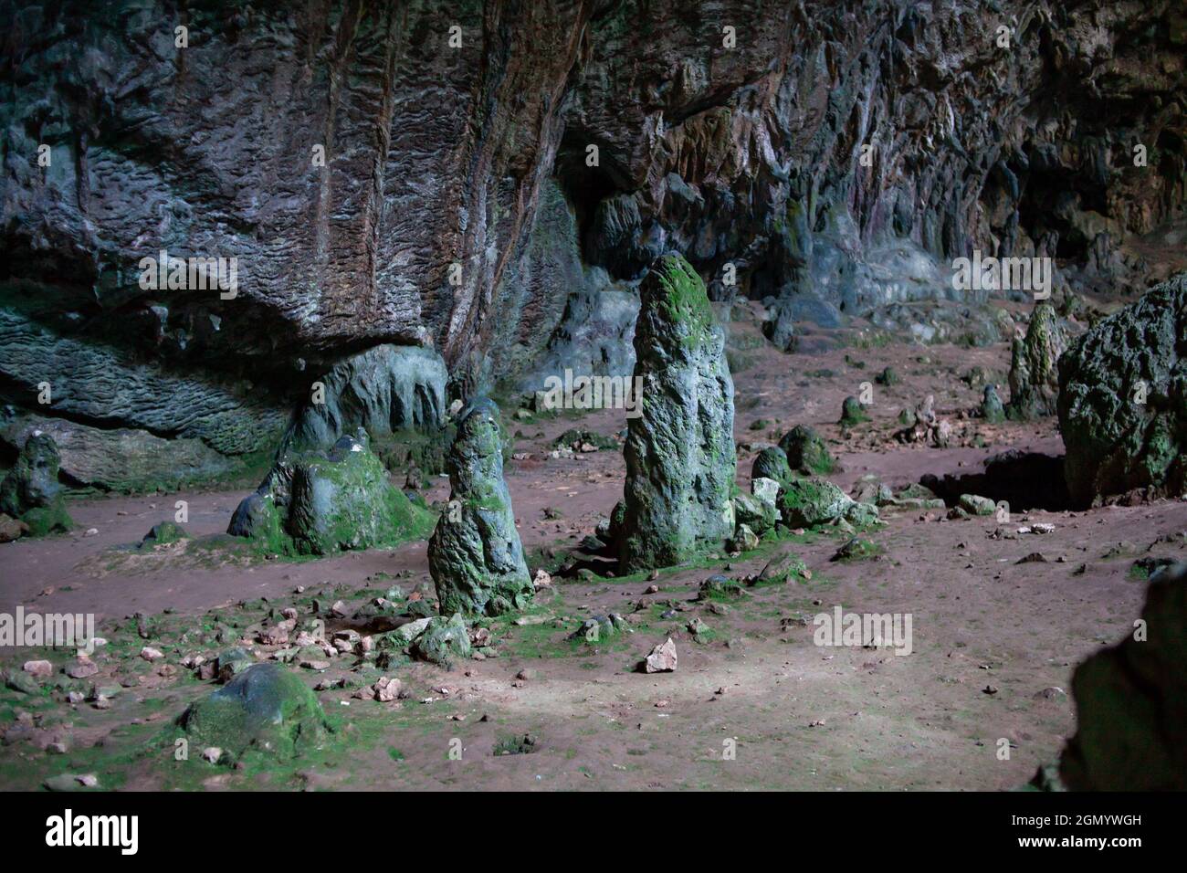 Stalactites stalagmites and streak formations in cave of Nimara ...