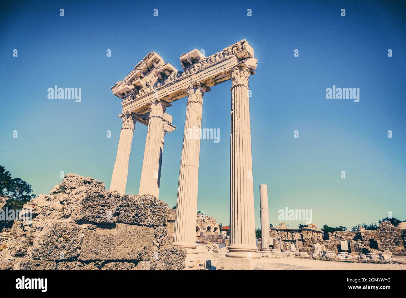 Ruins of Apollo temple in Side near Antalya, Turkey Stock Photo - Alamy