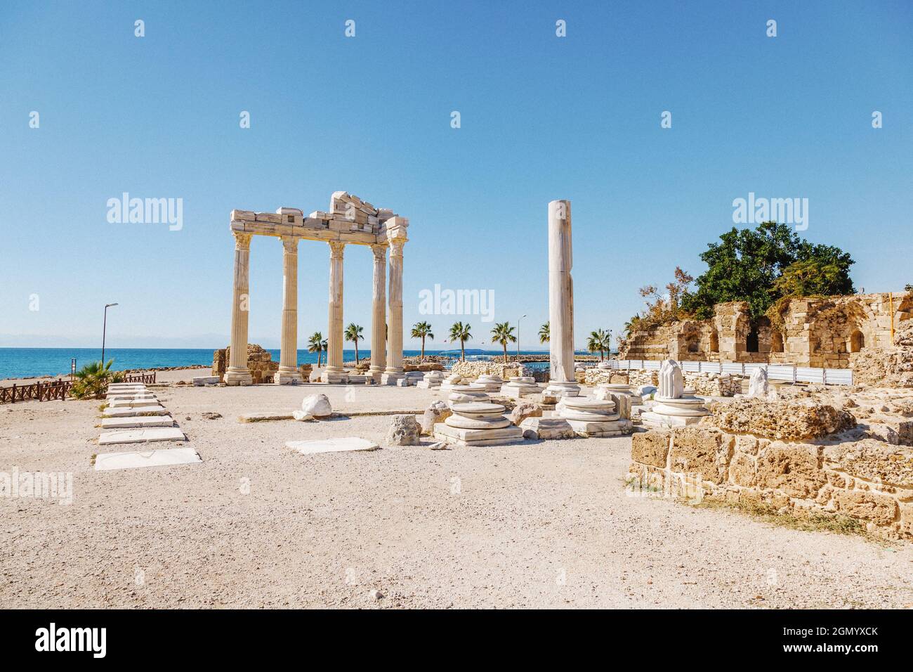 Ruins of Apollo temple in Side near Antalya, Turkey Stock Photo - Alamy