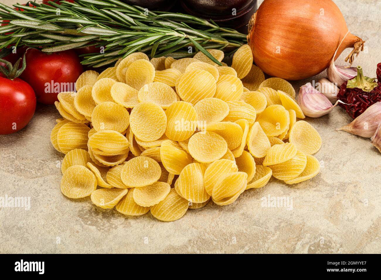 Raw durum wheat Italian pasta - Orecchiette for cooking Stock Photo - Alamy